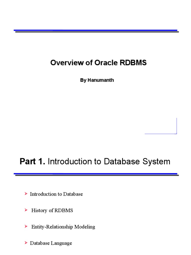 Overview of Oracle RDBMS | Download Free PDF | Areas Of Computer ...