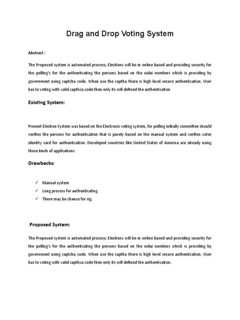 Drag And Drop Voting System Pdf