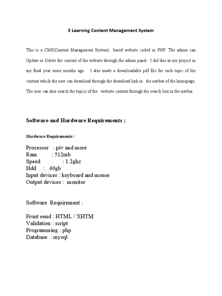 E Learning Content Management System | PDF