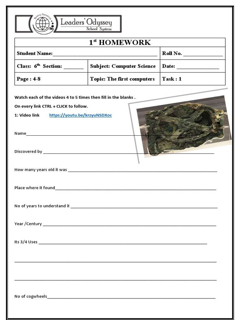 6th Computer Worksheet .WEEK1 | PDF | Computing | Computing And ...