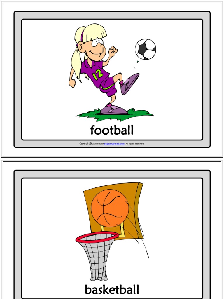 Sports Vocabulary Esl Printable Flashcards With Words For Kids ...