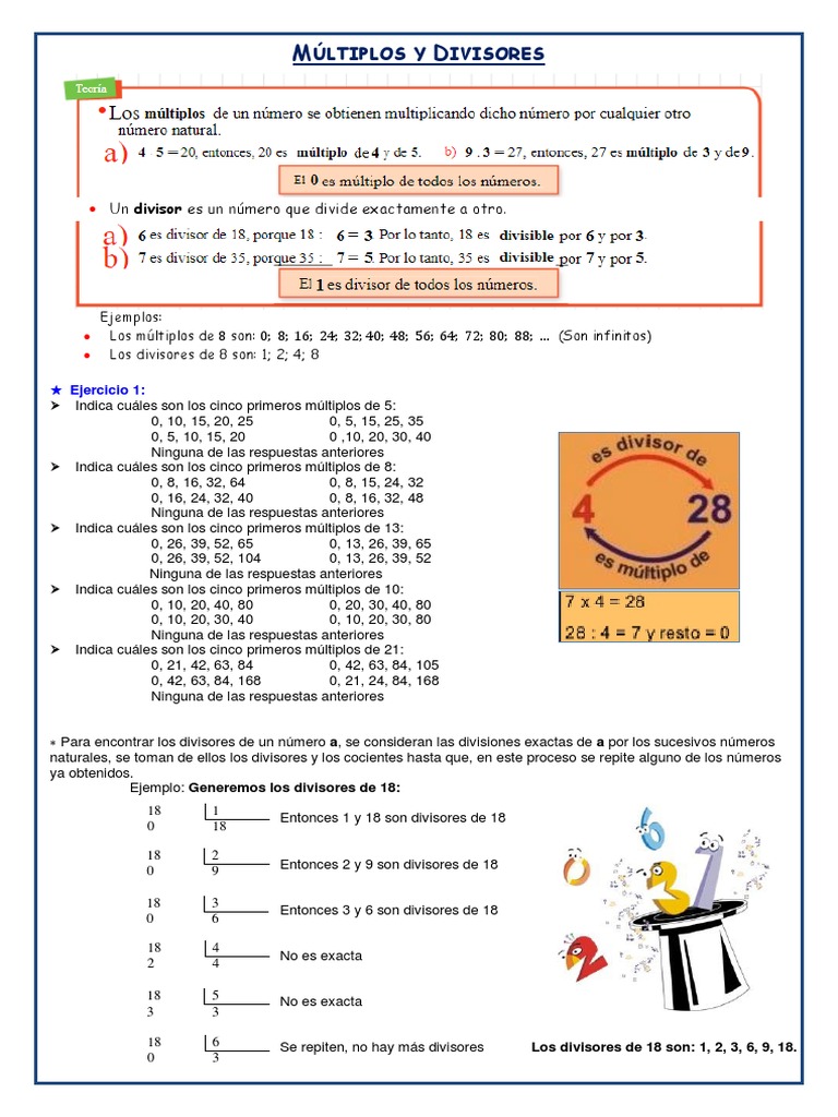 Múltiplos y Divisores 2020 | PDF | Teoría de los números | Aritmética