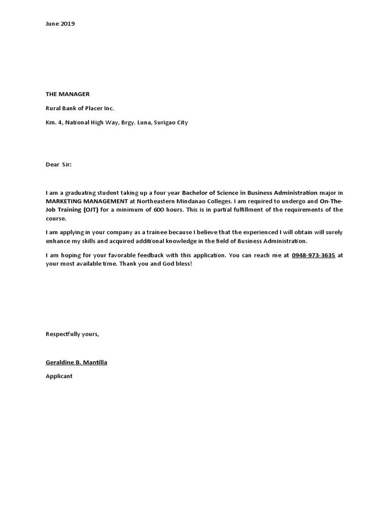 OJT Letter | PDF | Behavior Modification | Cognition