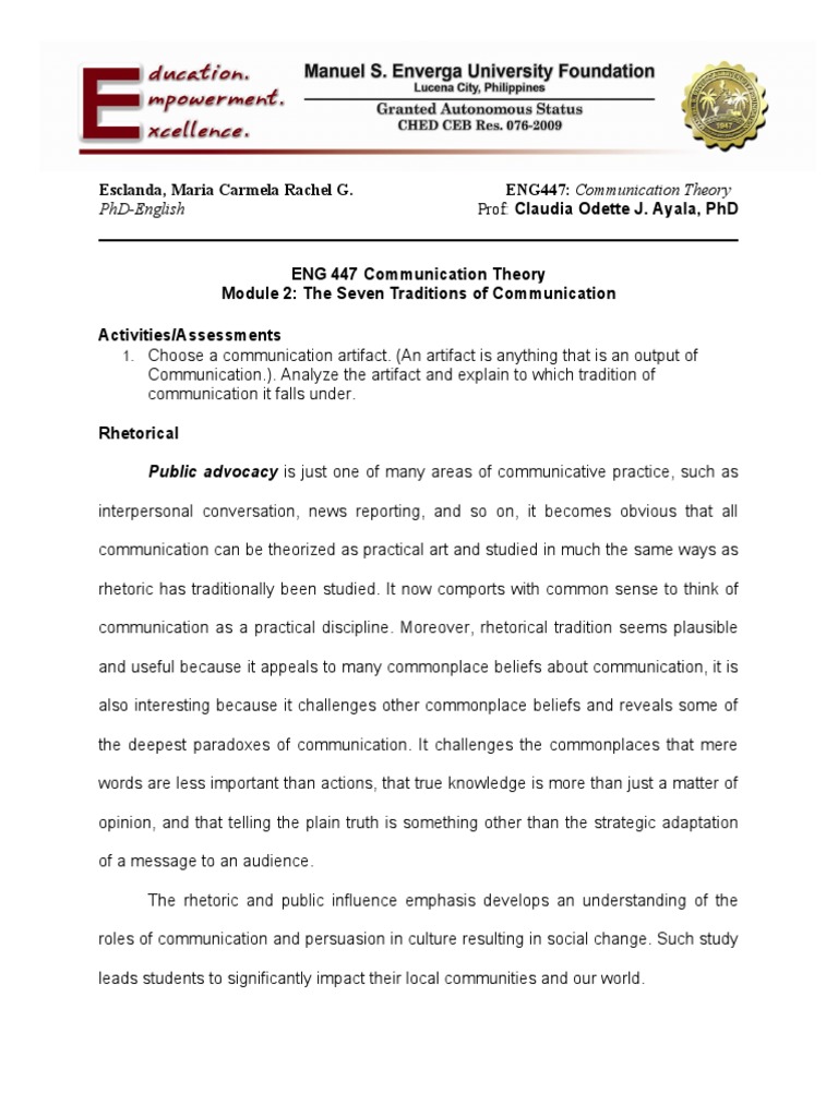 Esclanda Comm Theory Module 2 | PDF