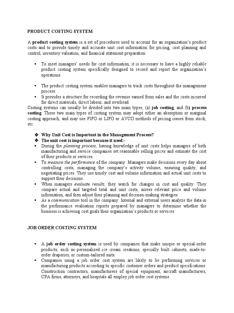 Job Order Costing System Overview | PDF | Cost | Inventory