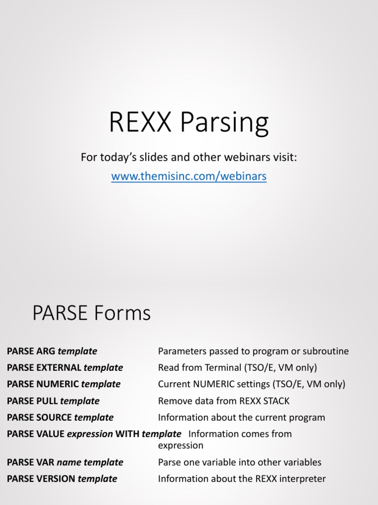REXX Parsing: For Today's Slides and Other Webinars Visit | PDF ... REXX Parsing: For Today's Slides and Other Webinars Visit | PDF ...