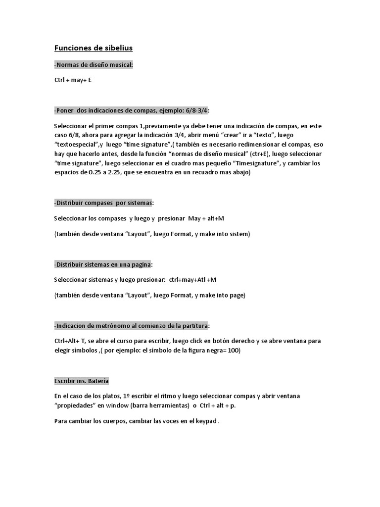 Funciones de Sibelius | PDF | Ventana (informática) | Notación