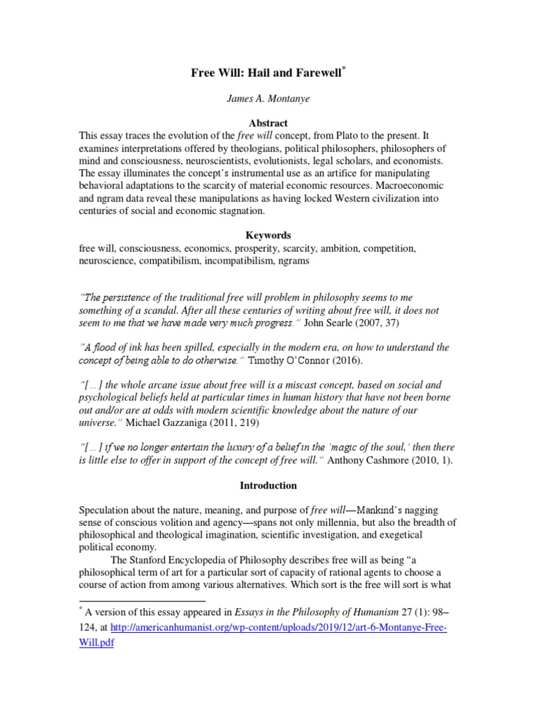 Free Will: Hail and Farewell | PDF | Free Will | Determinism