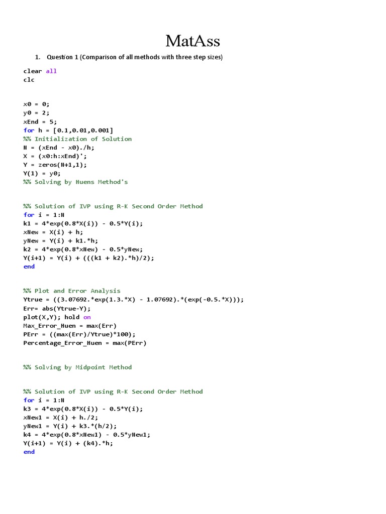 Matass: 1. Question 1 (Comparison of All Methods With Three Step Sizes ...
