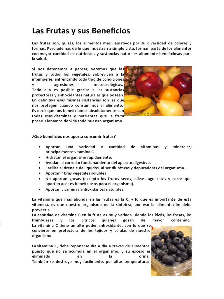 Frutas Y Sus Beneficios