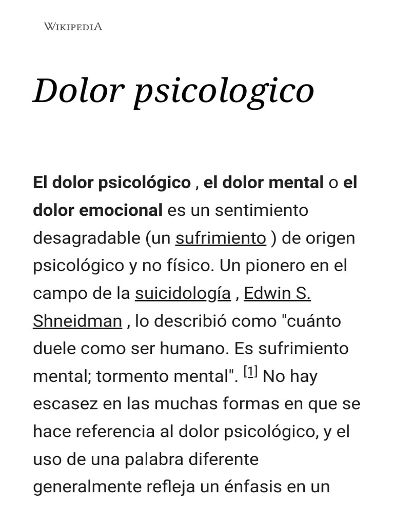 Dolor Psicológico: Definición y Tipos | PDF | Dolor | Desorden bipolar