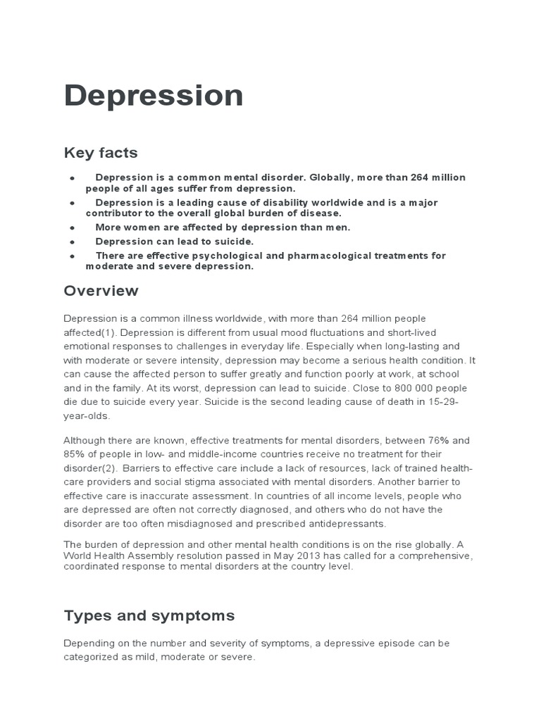 Depression: Key Facts | PDF | Mood Disorders | Major Depressive Disorder