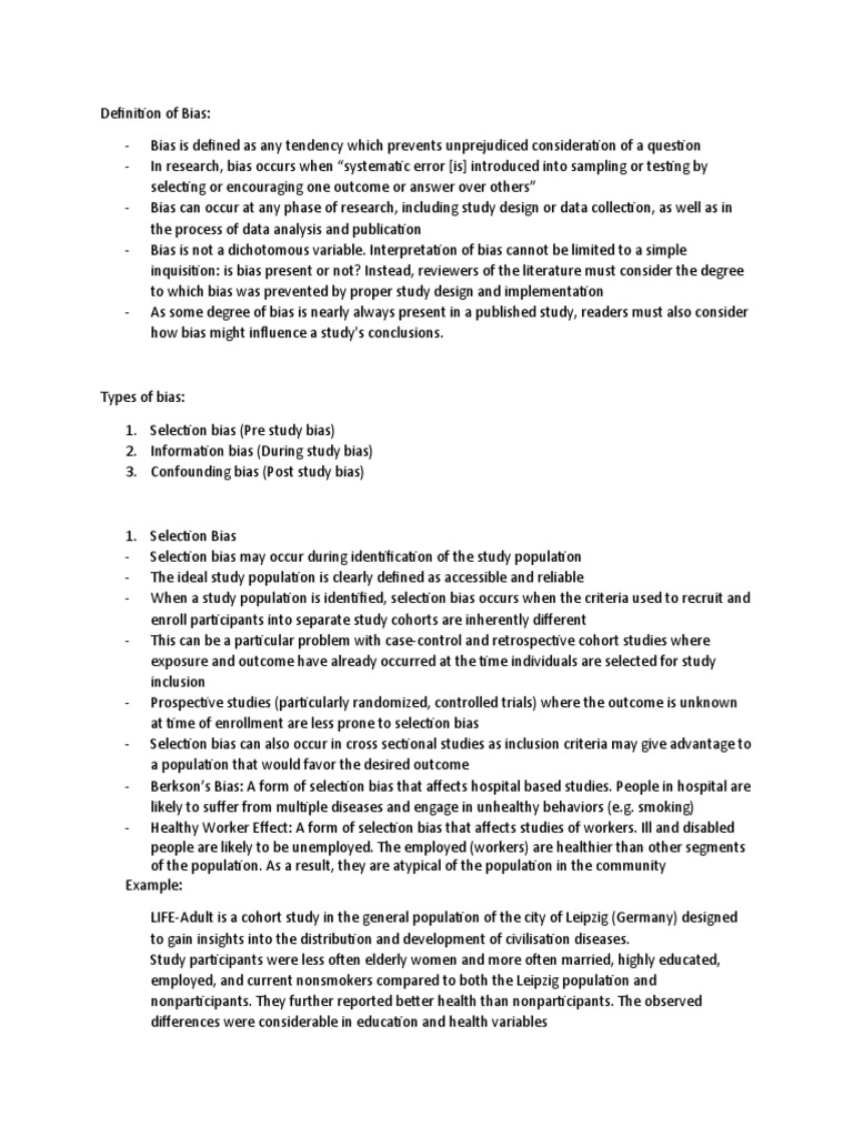 Types of Bias | PDF | Cohort Study | Bias