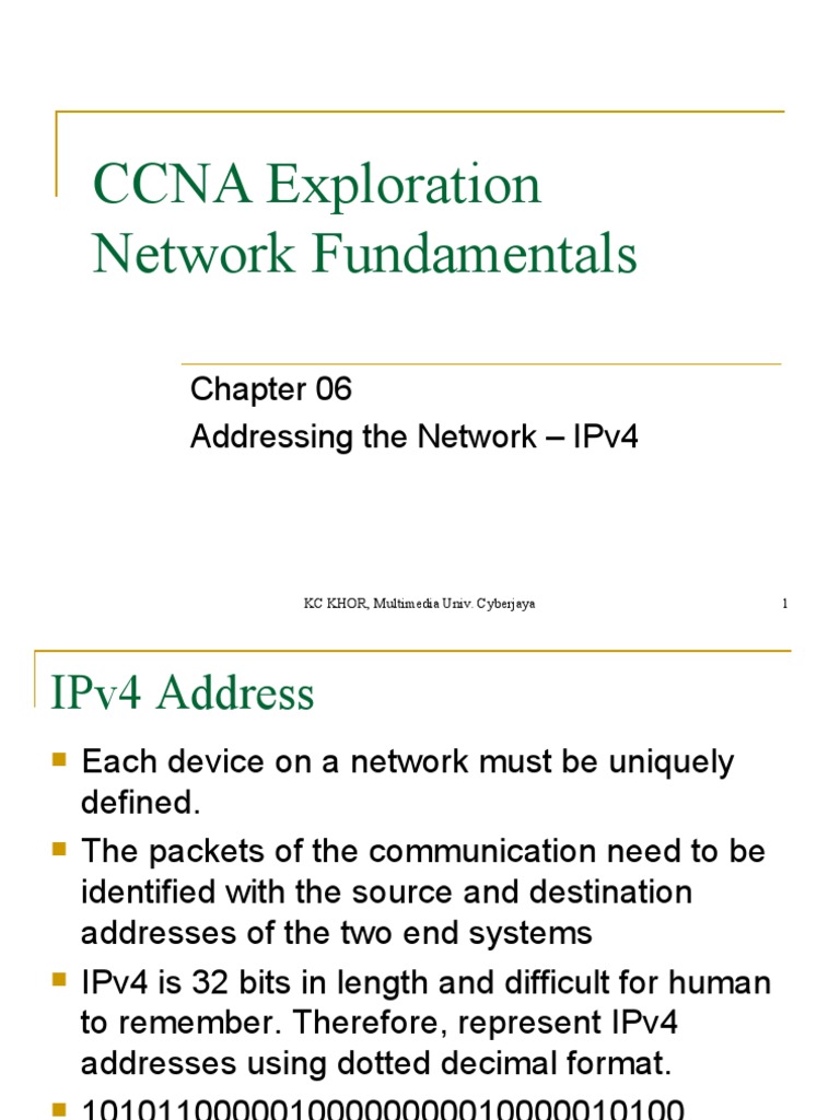 Ccna Exploration Network Fundamentals: Addressing The Network - Ipv4 | PDF | Internet Protocols ...