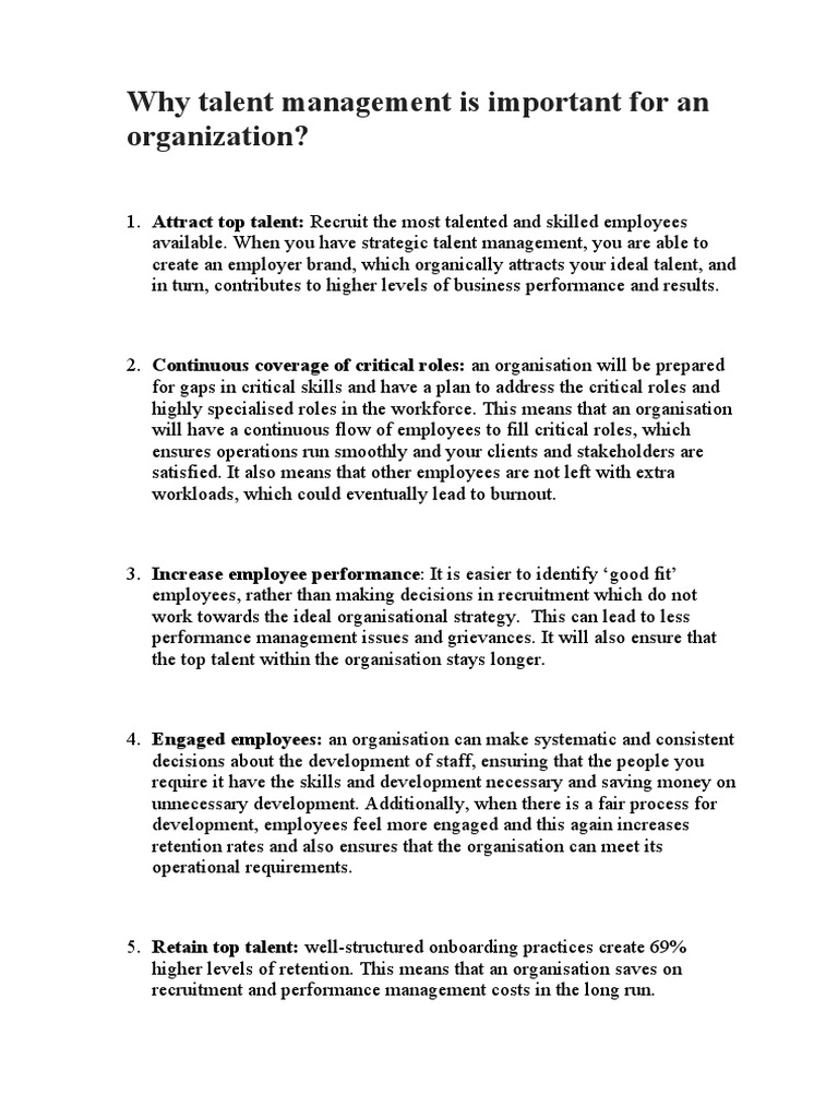 Why Talent Management Is Important For An Organization? | PDF ...