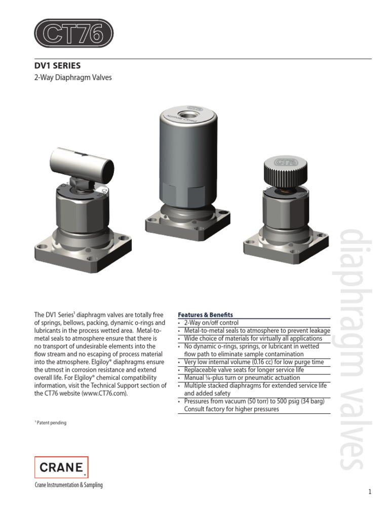 Dv1 Series: 2-Way Diaphragm Valves | PDF | Valve | Chemistry