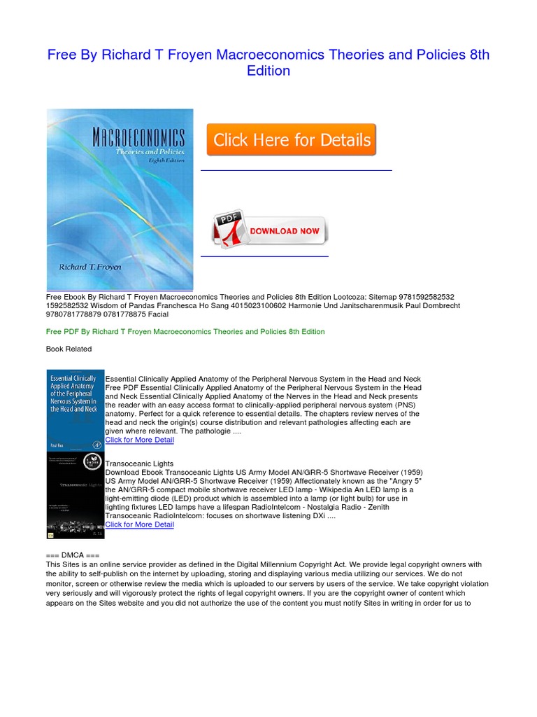 Free by Richard T Froyen Macroeconomics Theories and Policies 8th ...