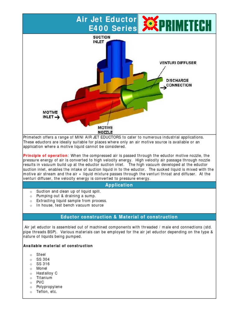 Mini Air Jet Eductors for Industrial Applications | PDF | Chemical ...