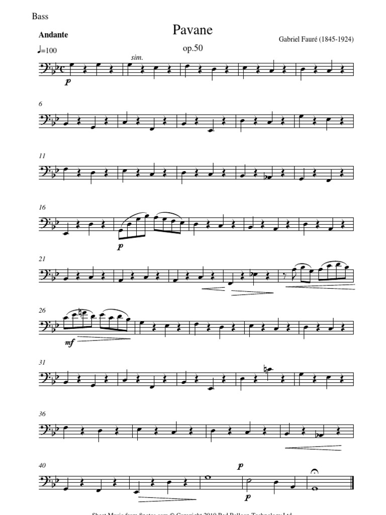 Faure Pavane Bass | PDF