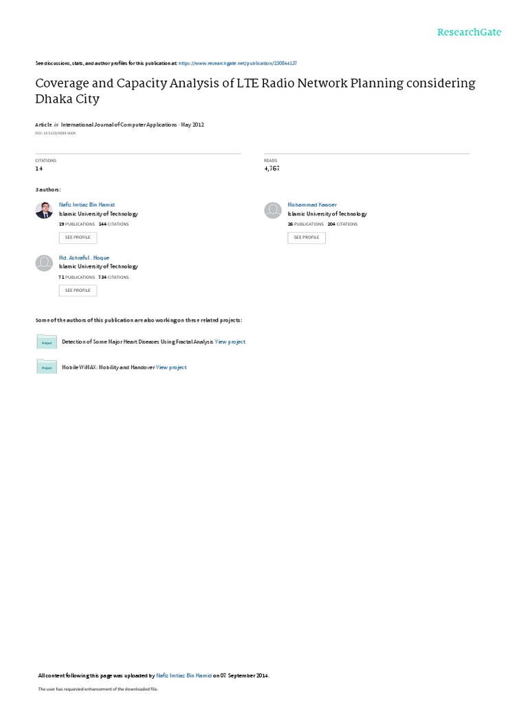 Coverage And Capacity Analysis Of Lte Radio Networ Pdf Lte Telecommunication Decibel