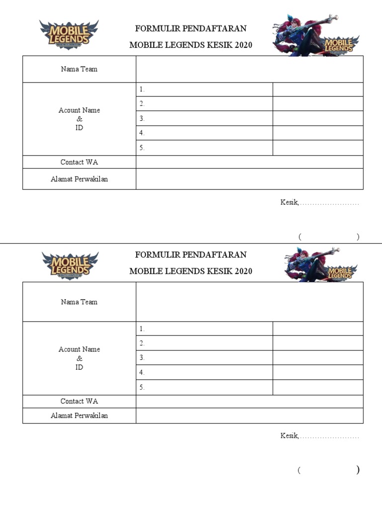 Formulir Pendaftaran ML | PDF