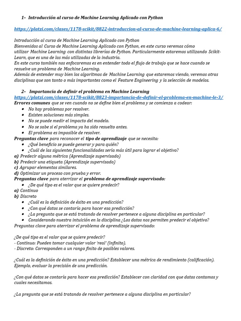 Introducción Al Curso de Machine Learning Aplicado Con Python | PDF | Aprendizaje automático ...