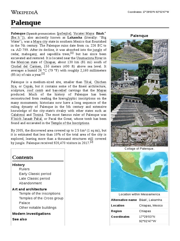 Palenque | PDF | Maya Peoples | Maya Civilization