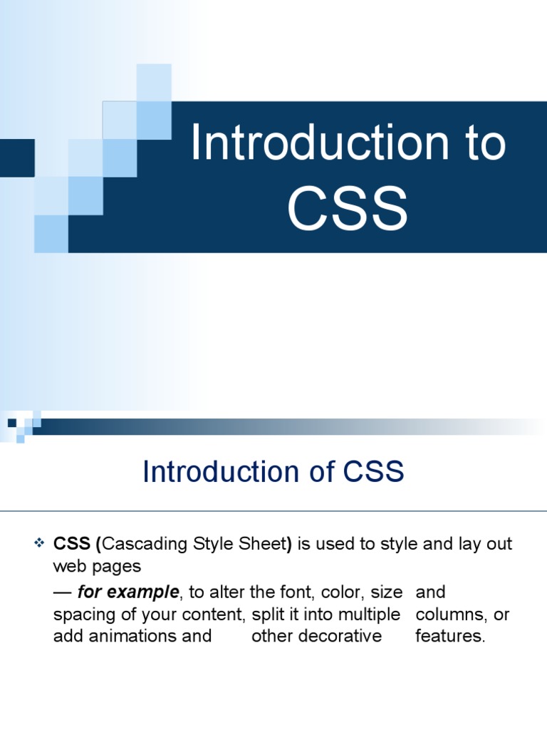 Introduction To CSS | Download Free PDF | Cascading Style Sheets | Html ...