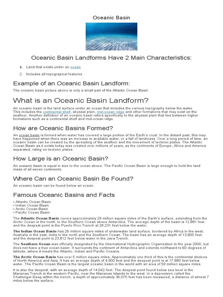 What Is An Oceanic Basin Landform? | PDF | Plate Tectonics | Seabed