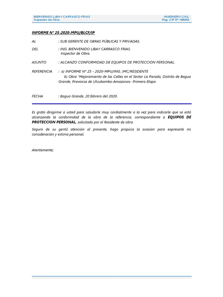 Informe N°25-Conformidad de Epps | PDF