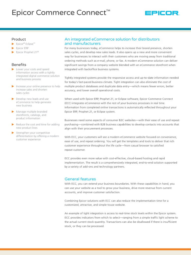 Epicor Commerce Connect: An Integrated Ecommerce Solution For ...