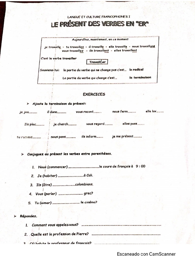 Les Verbes en - Er | PDF