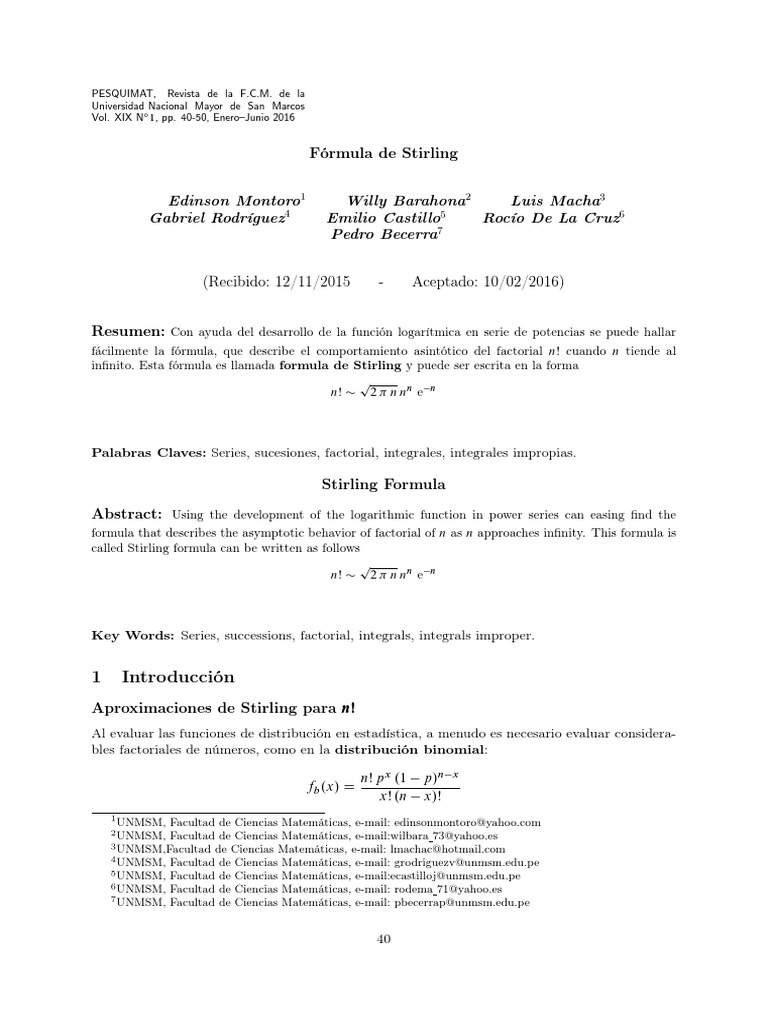Formula de Stirling PDF | PDF | Integral | Logaritmo
