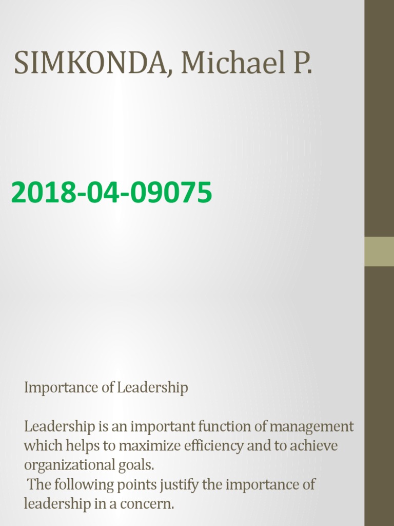 Leadership's Role in Management | PDF