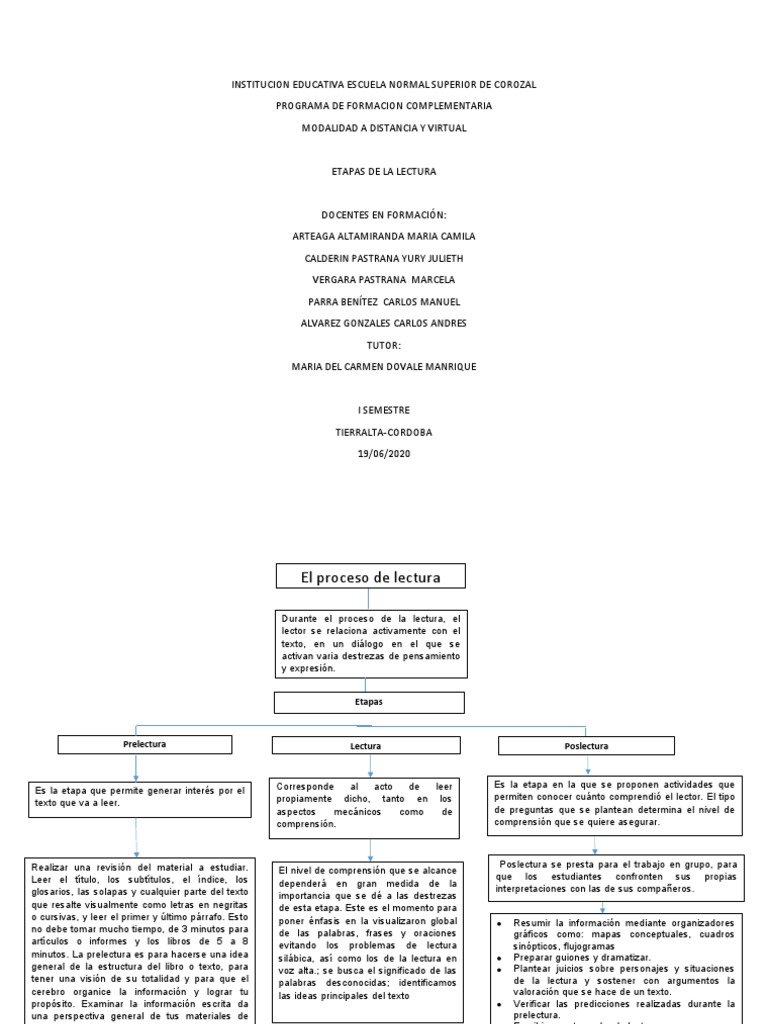 Etapas del Proceso de Lectura | PDF | Comunicación | Aprendizaje