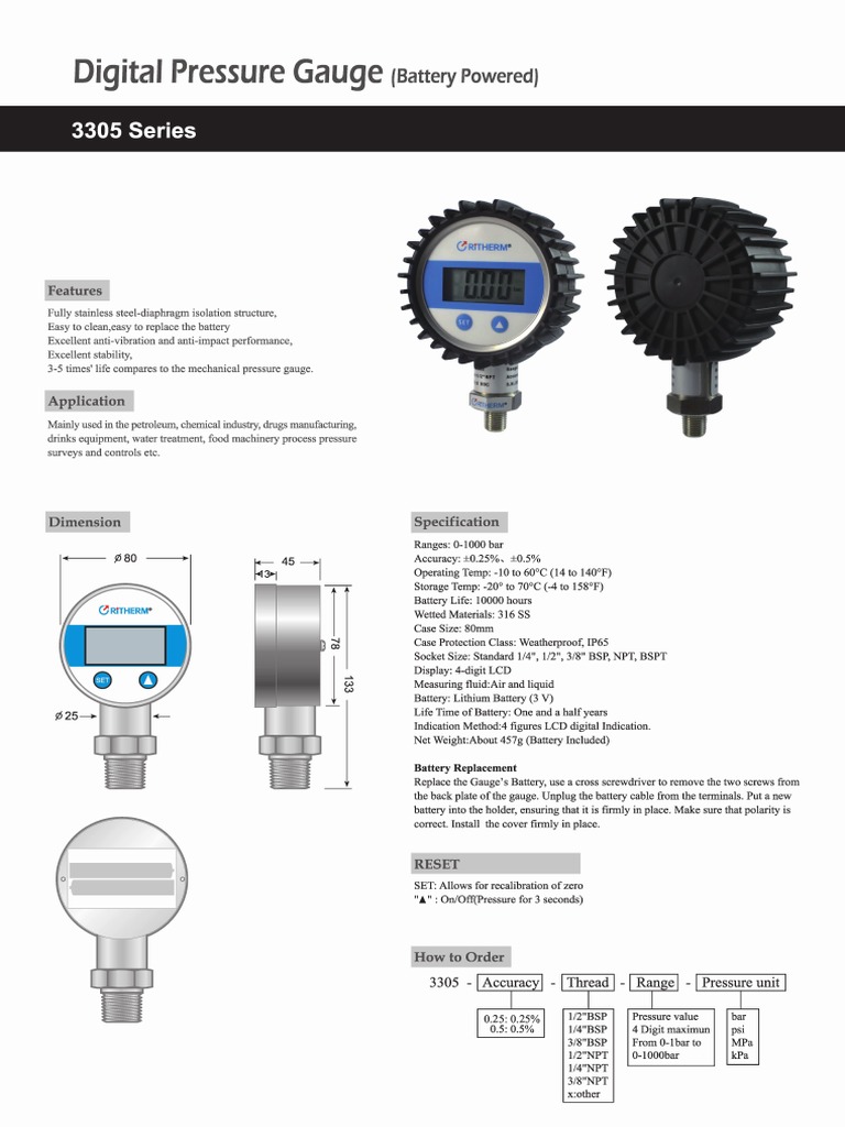 Manometro Digital Ritherm | PDF