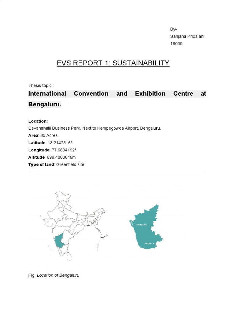 EVS Report 1 - Sanjana Kripalani | PDF | Bangalore | Tourism