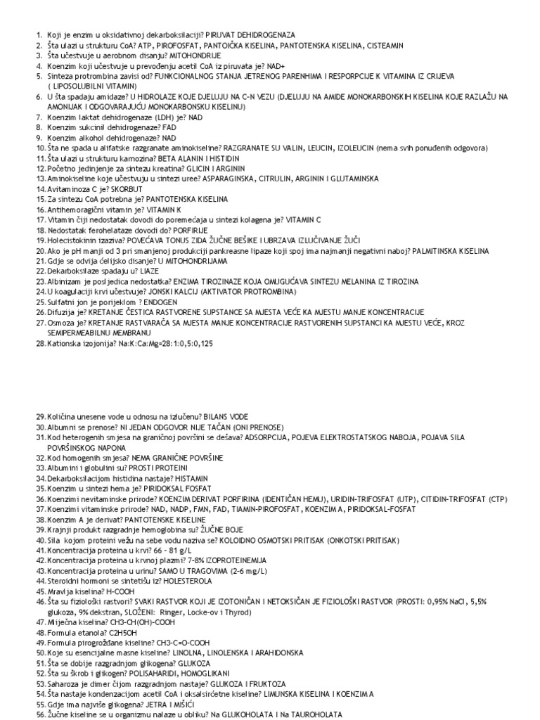 Biohemija Sifre 2 | PDF