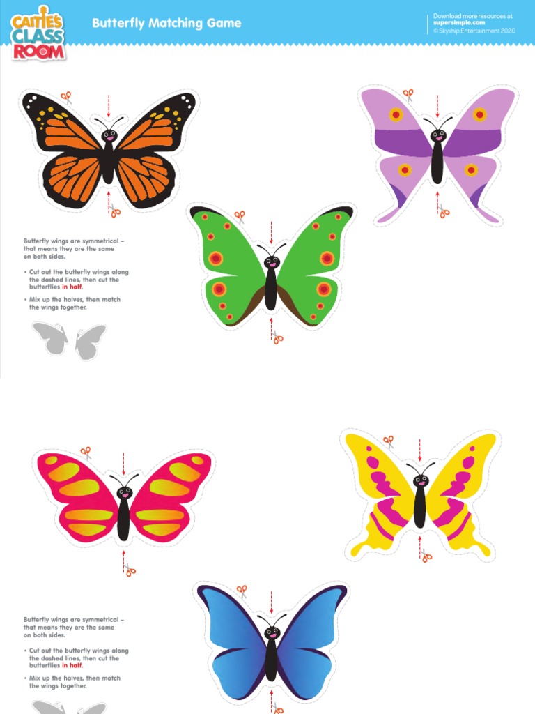 Caities Classroom - Butterflies Matching Game | PDF