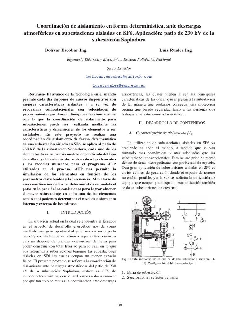Coordinación de aislamiento determinística ante descargas atmosféricas en subestaciones aisladas ...