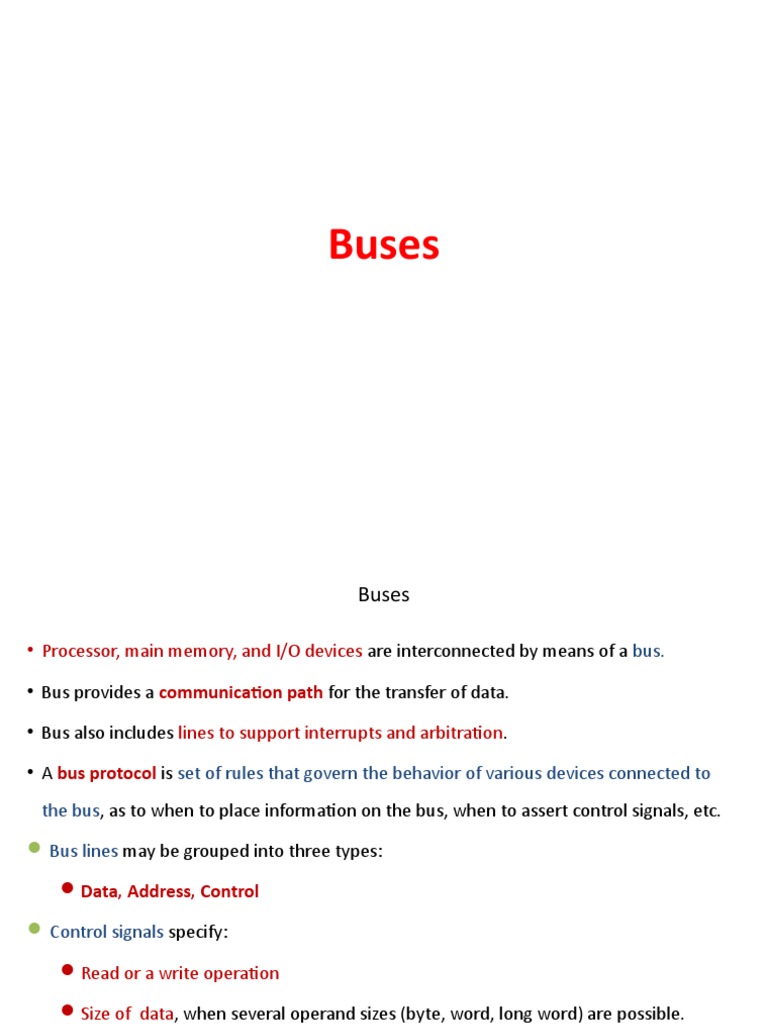 Buses and Interfaces | PDF | Input/Output | Central Processing Unit
