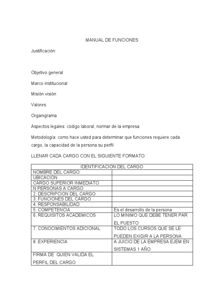 Formato Manual de Funciones | PDF
