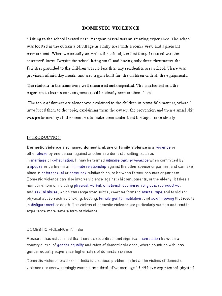 DOMESTIC VIOLENCE Report | PDF | Domestic Violence | Violence