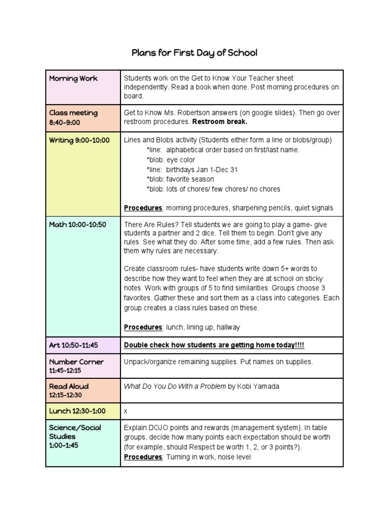 First 2 Days of School 2019 | PDF | Learning | Behavior Modification