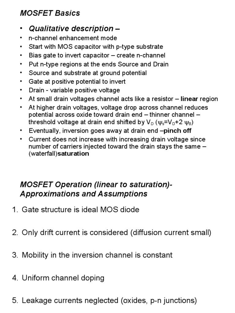 Mosfet Basics | PDF | Field Effect Transistor | Mosfet