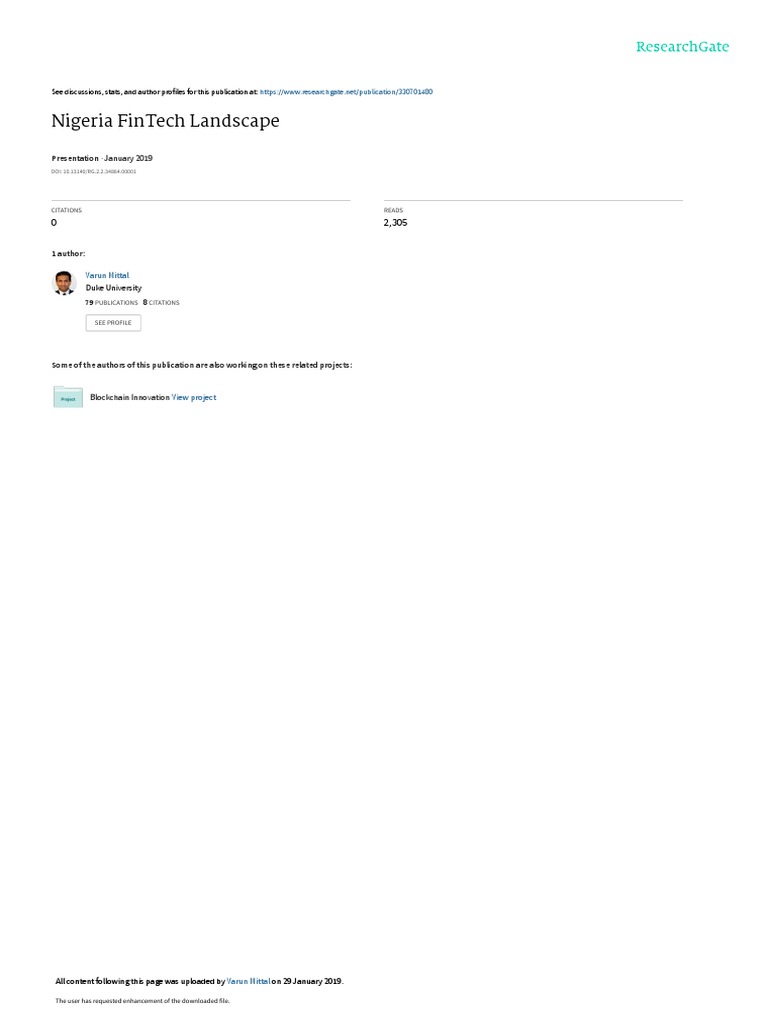 Nigeria Fintech Landscape: January 2019 | PDF | Financial Technology ...