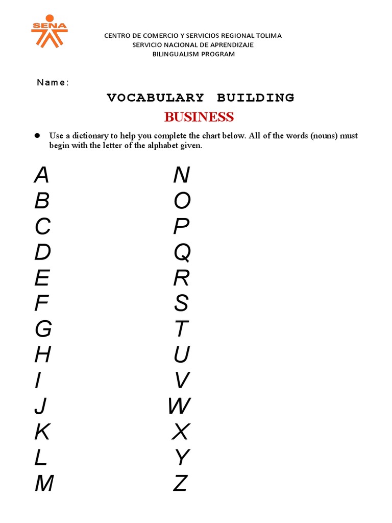 Vocabulary Building for Business Nouns | PDF