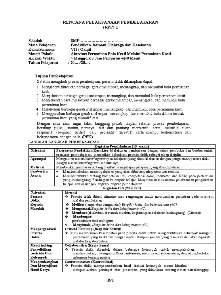 RPP 2.1 Bola Kasti | PDF