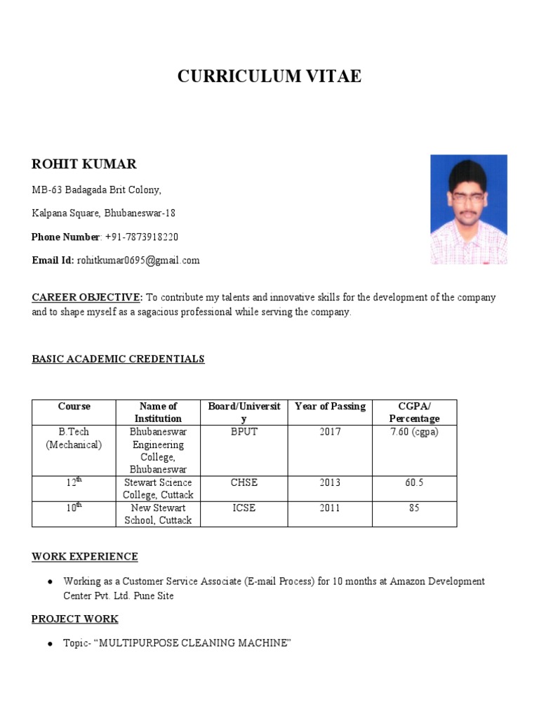 Curriculum Vitae: Rohit Kumar | PDF