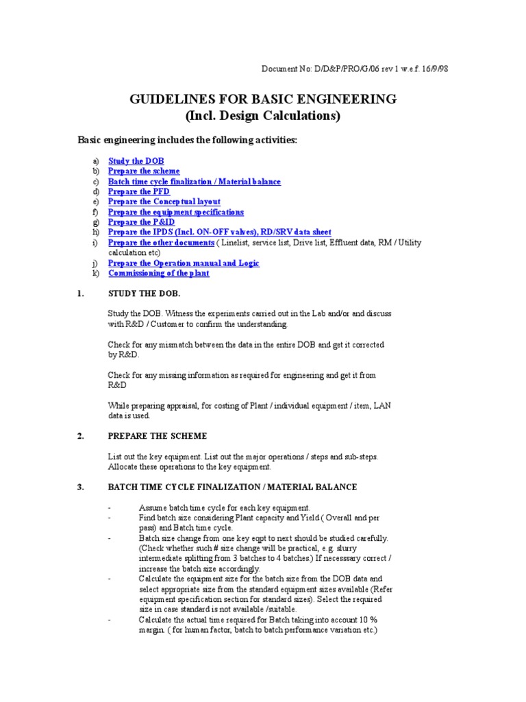 Engineering Design Calculation Guidelines | PDF | Distillation | Pressure